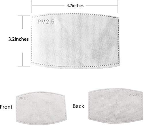 100 PCS Filters for Face Mask Activated Carbon PM2.5 Masks Filter Replacement for Men and Women