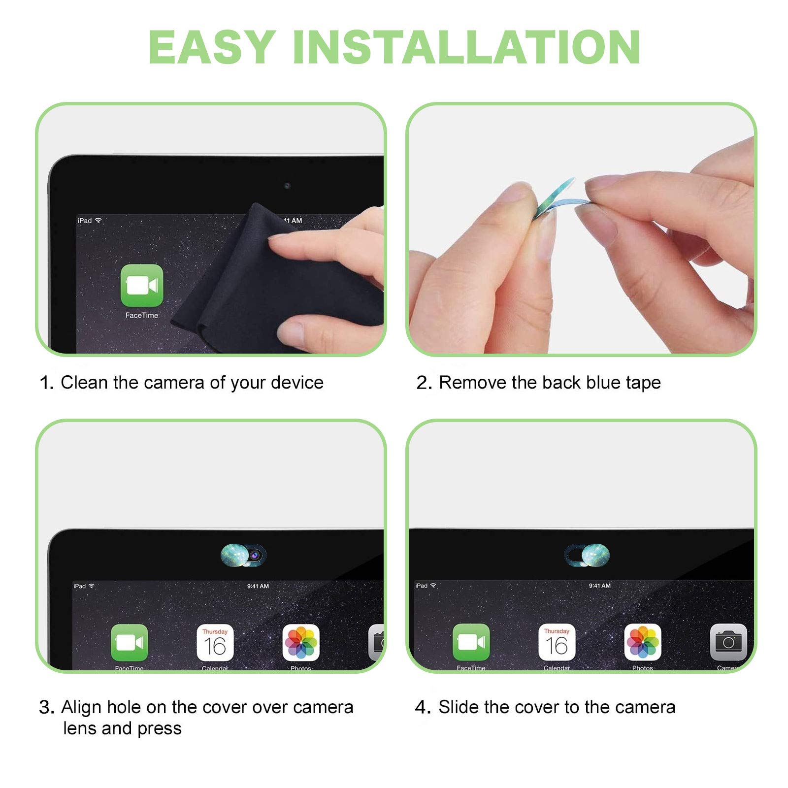 MEGREZ Webcam Cover Camera Cover Slide, Ultra Thin Laptop Privacy Protection Camera Cover Slide 3 Pack,Compatible with MacBook Pro/Air Laptop, Computer, Smartphone, Tablets, Green Space