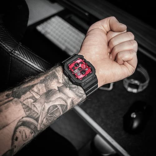 amBand Compatible for Apple Watch Band 45mm 44mm 42mm with Bumper Case, Rugged Men Bands for Apple Watch SE and iWatch Series 7 6 5 4 3 2 1, Sport Military Protective Cases Drop-Proof, Matte Black