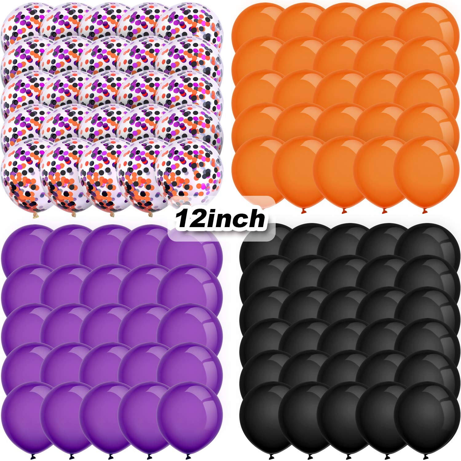 105 Pieces Halloween Round Latex Balloons Confetti Balloons for Halloween Decoration, 12 Inch