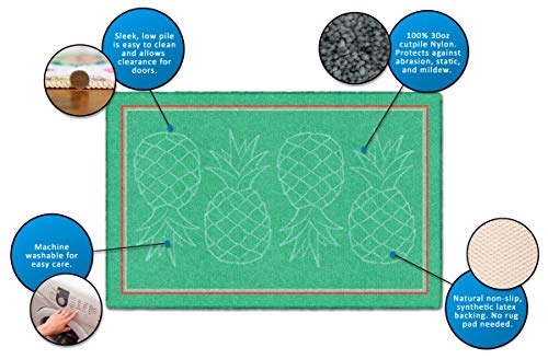 Brumlow MILLS Pineapple Fruit Home Decor Area Rug for Kitchen, Dining, Living Room, Bedroom or Doorway Mat, 20" x 34", Green