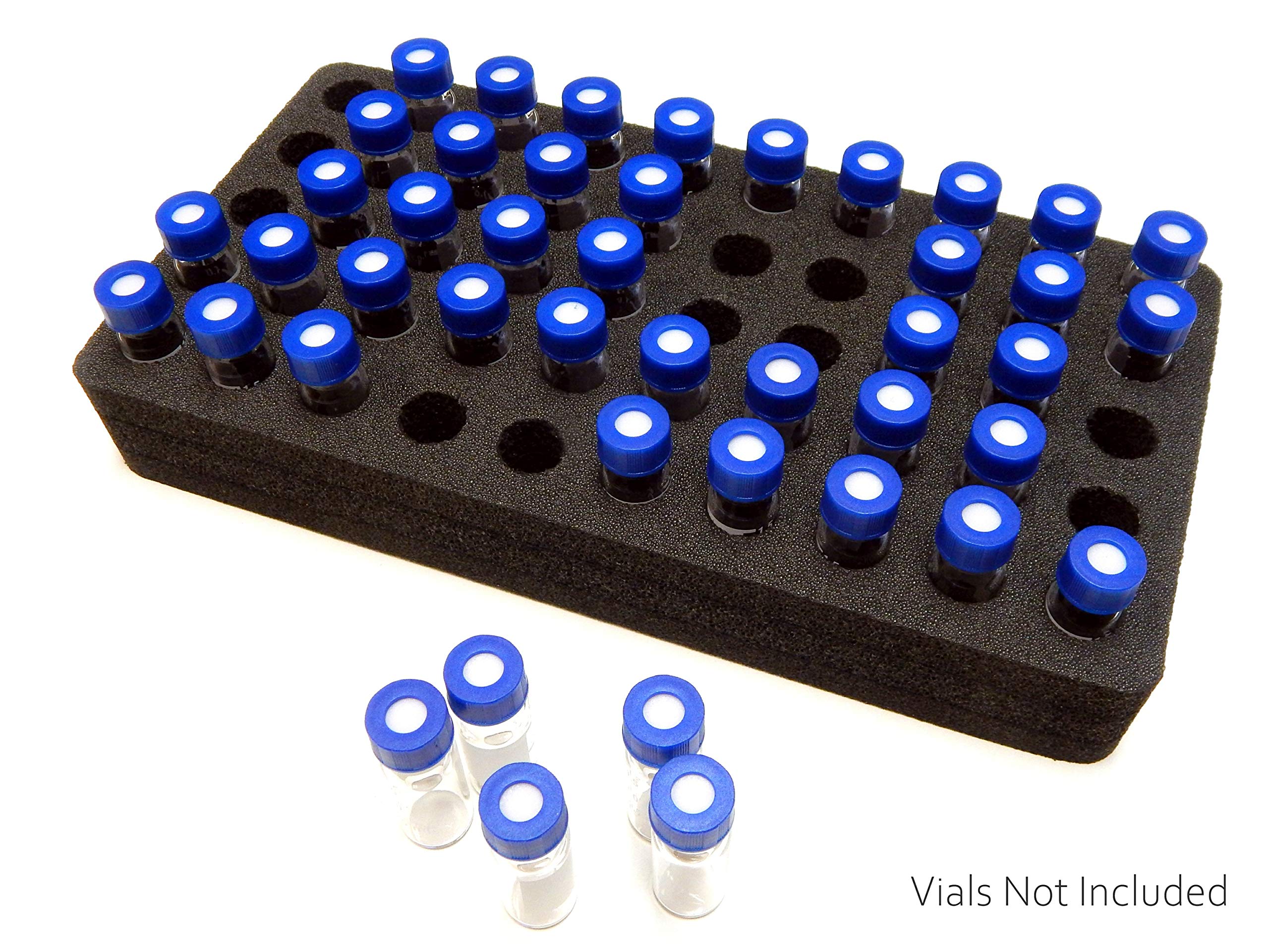 Polar Whale Centrifuge Vial Organizer Black Foam Storage Rack Stand Transport Holds 50 Vials Fits up to 12mm 2ml Diameter Tubes