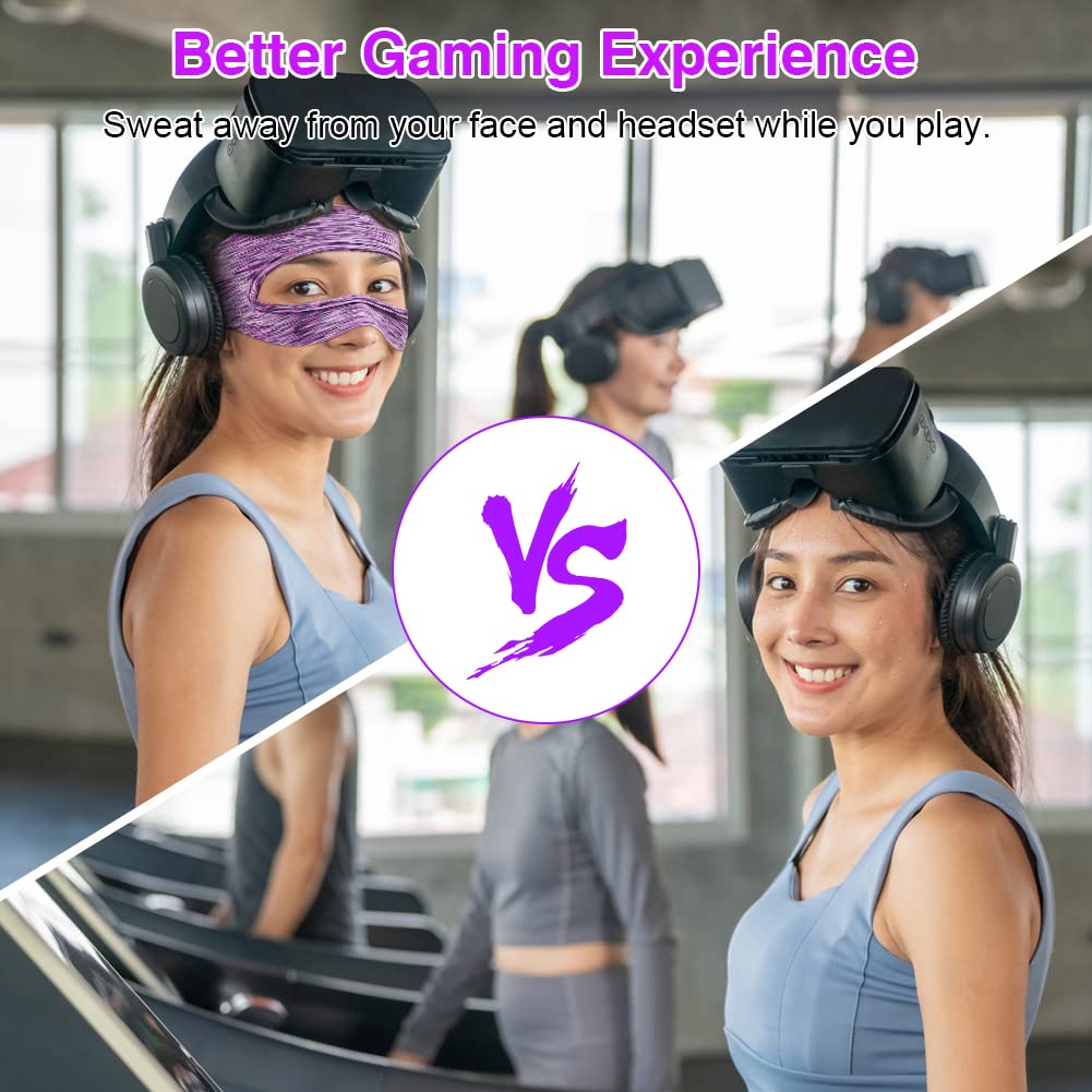 2 Pcs VR Eye Mask Cover, Begonia Breathable Adjustable Elastic Sweat Band VR Accessories for VR Workouts Use with Virtual Reality Headsets Oculus Quest 2 HTC Vive