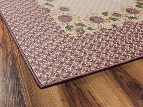 Brumlow MILLS Sunflower Braid Printed Pattern Rustic Floral Area Rug for Kitchen, Entryway, Bathroom Mat and Home Décor, 5' x 8', Sunset