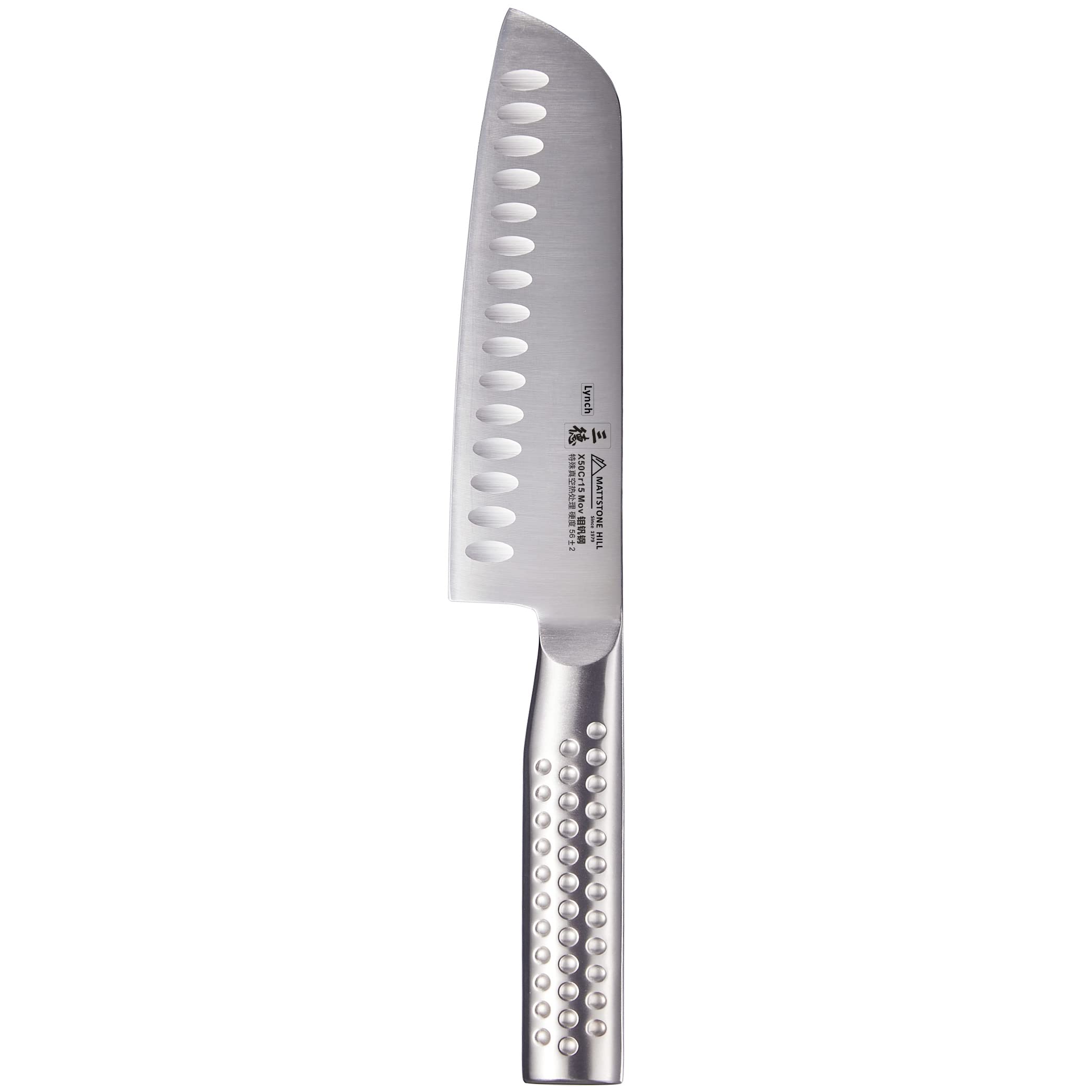 Santoku Knife - MATTSTONE HILL 7" Hollow Edge Asian Knife, Chef Knife, Kitchen Knife, Vegetable Knife, German Steel, 304 Stainless Steel Handle