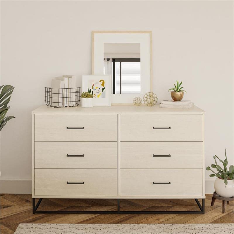Novogratz Kelly 6 Drawer, Ivory Oak Dresser