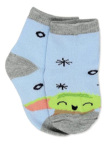 Disney Star Wars Mandalorian Baby Yoda Infant 6 Pack Quarter Socks (18-24 Months, Blue)