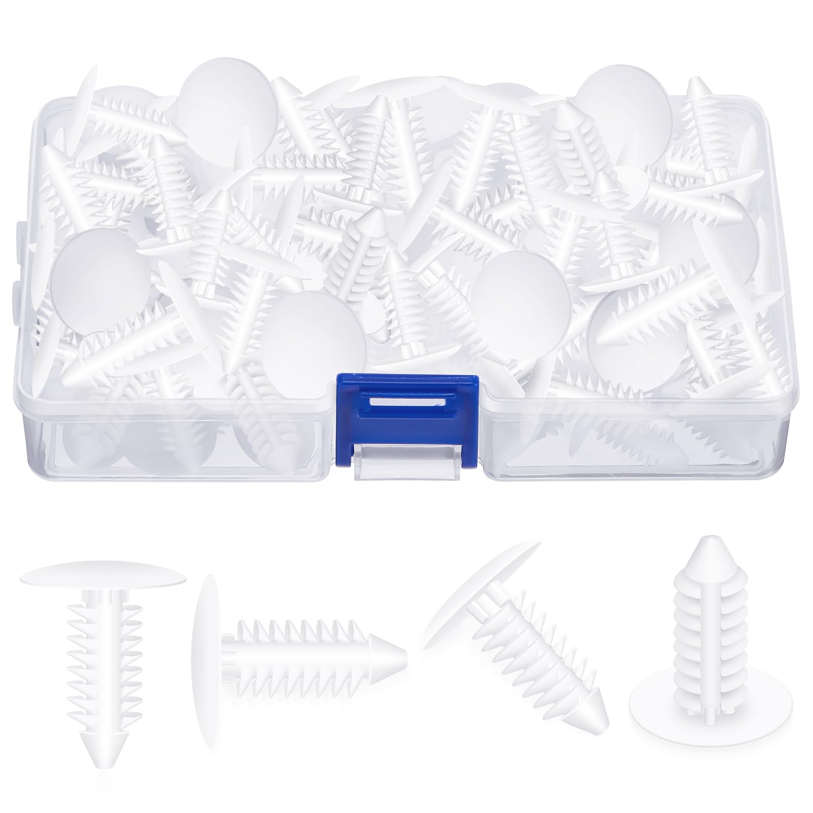100 Pieces Patio Strapping Rivets Fasteners 3/4" Length Medium Multi Gauge Rivet for Patio Lawn Chair Webbing Repair Strap for Outdoor Furniture Lounge 1/4 Inch Hole (White)