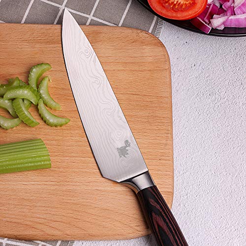 8 Inch Professional Damascus Chefs Knife,Pro Kitchen Knife, German High Carbon Stainless Steel Knife with Ergonomic Handle(8-Inch)