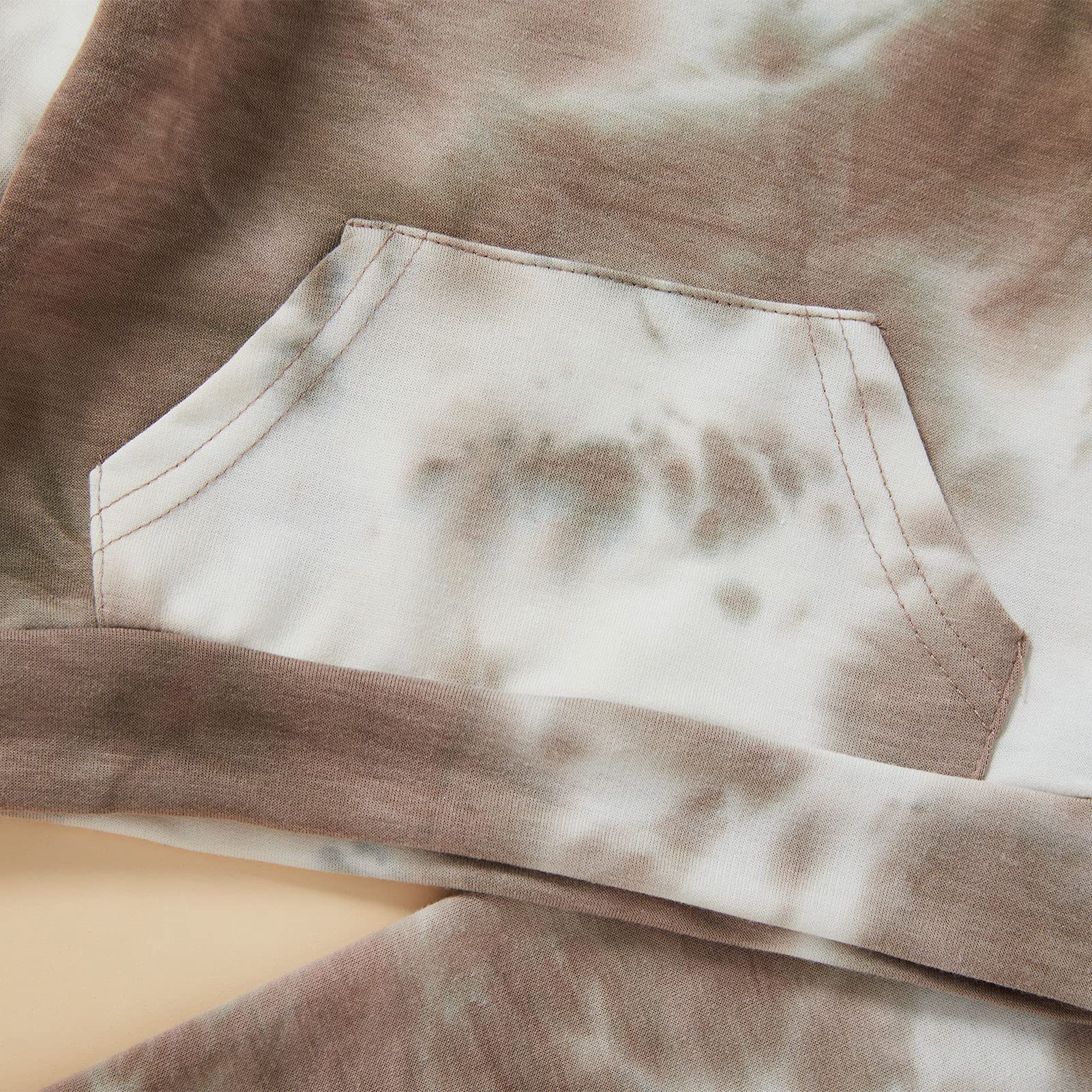 GRNSHTS Toddler Baby Boy Tie Dye Pants Set Hoodie Pocket Top Long Pants 2PCS Fall Winter Outfits Clothes (Brown,18-24M)