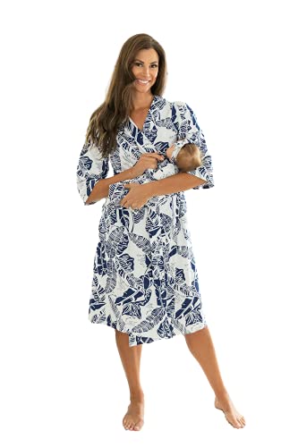 Baby Be Mine Mommy & Me Delivery Robe with matching Baby Receiving Gown & Hat Set (L/XL pre pregnancy 12-18, Serra)
