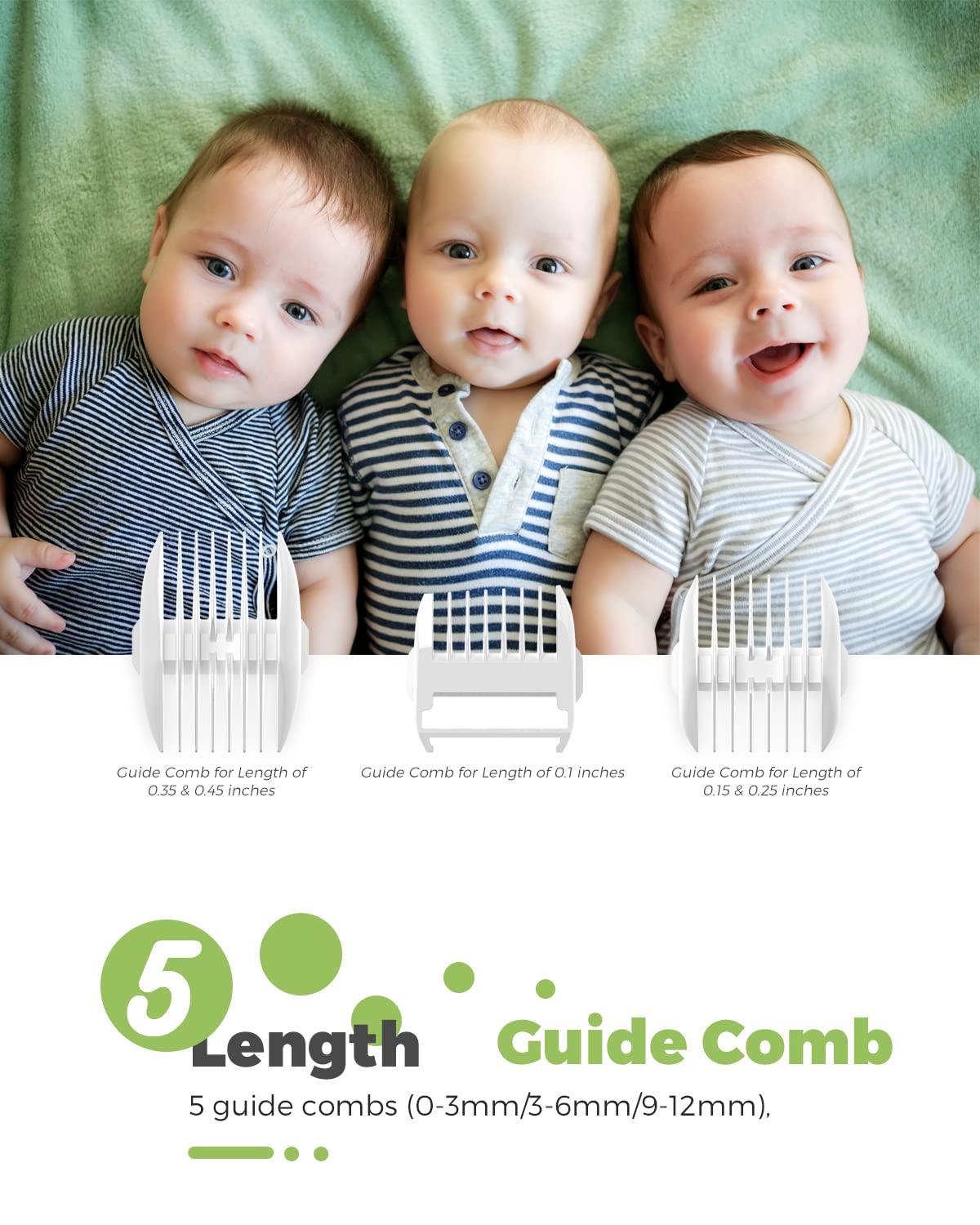baistom Quiet Baby Hair Clippers Bundled with Replacement Blade and USB Charging Cable