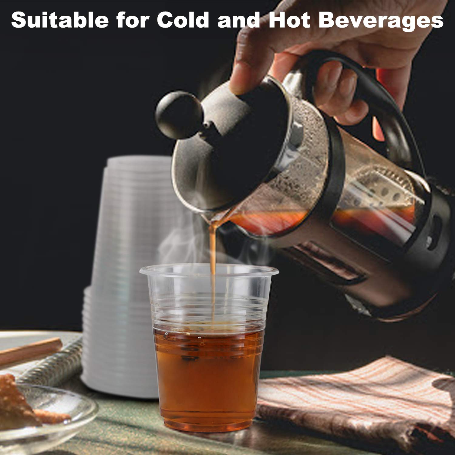 100 Pack 9 Oz Plastic Cups, Plastic Cups, 9 Oz Disposable Plastic Cups Clear Plastic Cups 9 Oz Clear Cups, Disposable Clear Plastic Cups 9 Oz Water Cups , Water Clear Plastic Cups Clear Plastic Cups