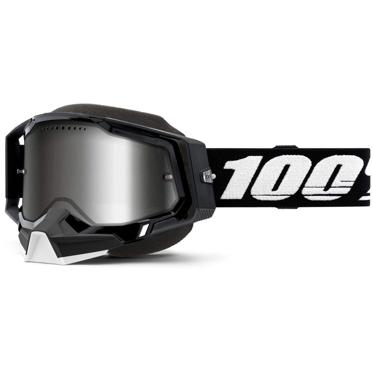 100% Racecraft 2 Snowmobile Anti-Fog Goggles - Powersport Racing Protective Eyewear (BLACK - Yellow Lens)