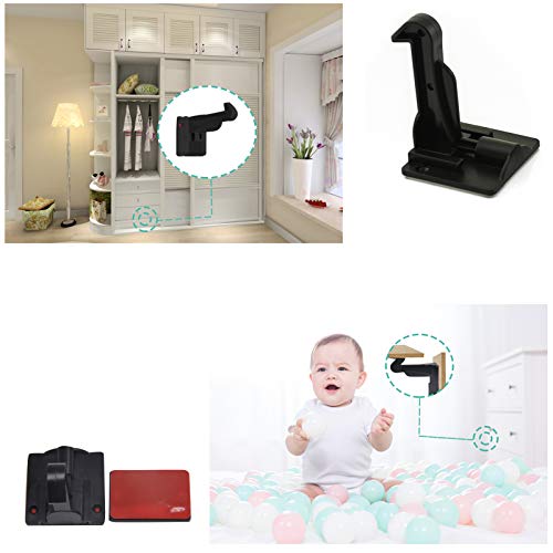 10 Pack Child Safety Cabinet Locks, Invisible Baby Cabinet Latch Locks, No Drilling or Tools Required for Installation, with Strong Adhesive for Non Magnetic Child Safety Locks