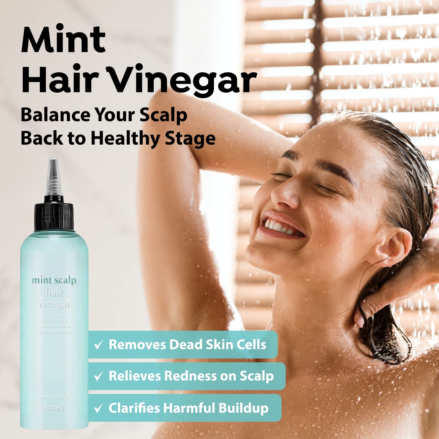 A'PIEU Mint Hair Vinegar Rince 6.76 fl oz - Advanced Scalp Treatment for Oil Control, Korean Hair Care, Hydrating & pH Balancing, Clarifies & Refreshes