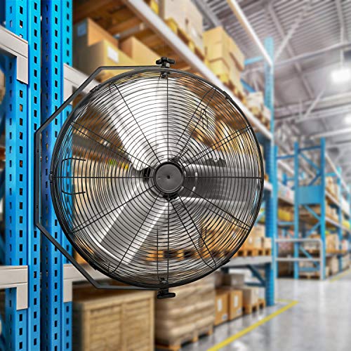 HealSmart 24 Inch Industrial Wall Mount Fan, 3 Speed Commercial Ventilation Metal Fan
