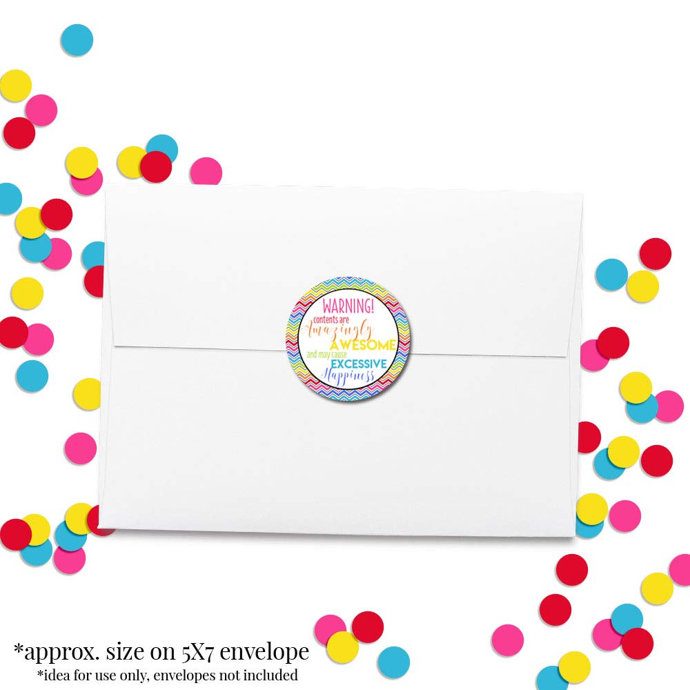 Warning Contents are Awesome Thank You Customer Appreciation Sticker Labels for Small Businesses, 60 1.5" Circle Stickers by AmandaCreation, Great for Envelopes, Postcards, Direct Mail, & More!