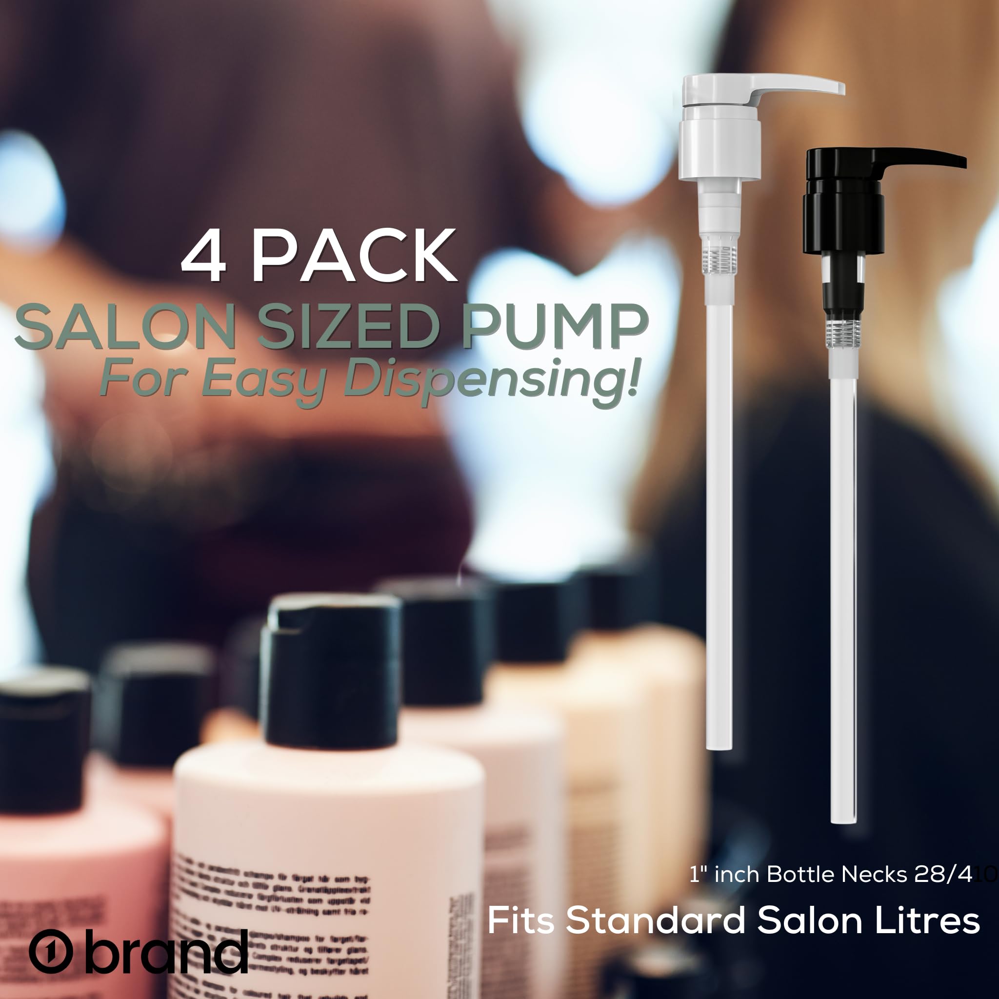 Shampoo/Conditioner Pumps, 4 Pack, for 1 Liter Bottles (White)