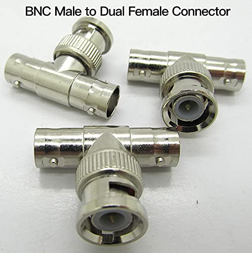 VFLTOOL 14 Pcs BNC Male to Double Female Adapter, T-Shaped Splitter for Coaxial Cable Extension, Nickel Plated Brass