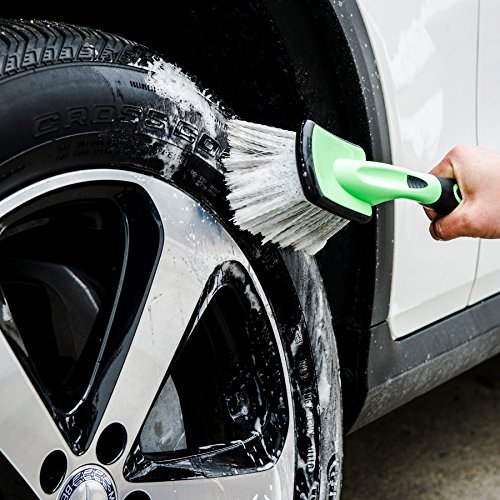 3W Car Wheel Brush Chemical Resistant Tire Rim Brush Cleaner Bristles Car Washing Brush Multipurpose use for Tire, Motorcycle, Metal Surface