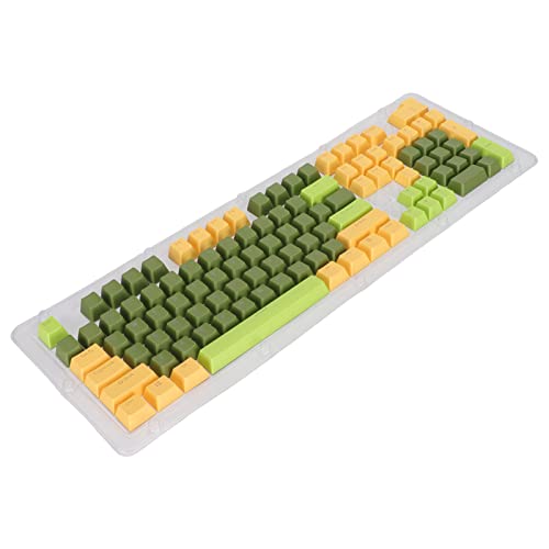 107 Keys Standard Tricolor ABS Keycap Set, Three Color Translucent Characters Arc Layout Mechanical Keyboard Keycaps, OEM Profile, for Mechanical Gaming Keyboard(Matcha Dark Green)