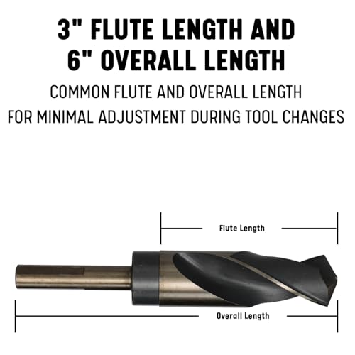 Drill America 5/8" Reduced Shank High Speed Steel Black & Gold Contractor Drill Bit with 3-Flat 1/2" Shank, KFD3F Series