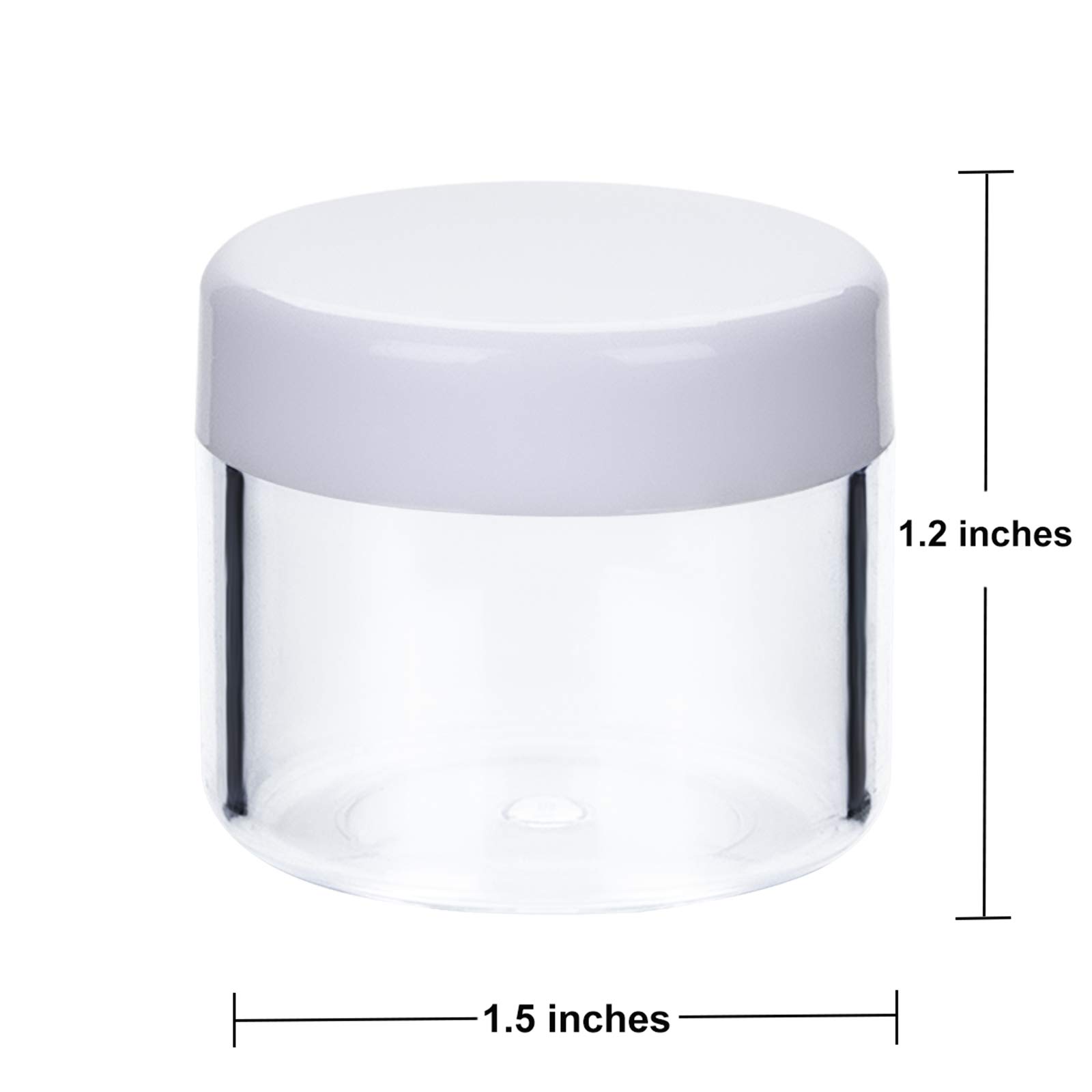 Bekith 60 Pack 0.7oz / 20 ml Round Plastic Pot Jars, Empty Sample Makeup Cosmetic Containers with Lids for Creams, Eye Shadow, Powder, Jewelry