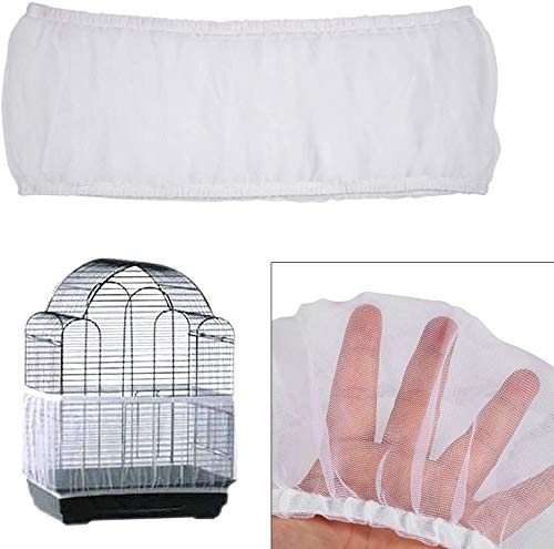 4 Colors Bird Cage Skirt, Large Size Ventilated Soft Nylon Bird Cage Cover Shell Seed Catcher for Pet Products 52-98.4inch Circumference Mesh Pet Bird Cage Prevent Seeds from Falling (White)