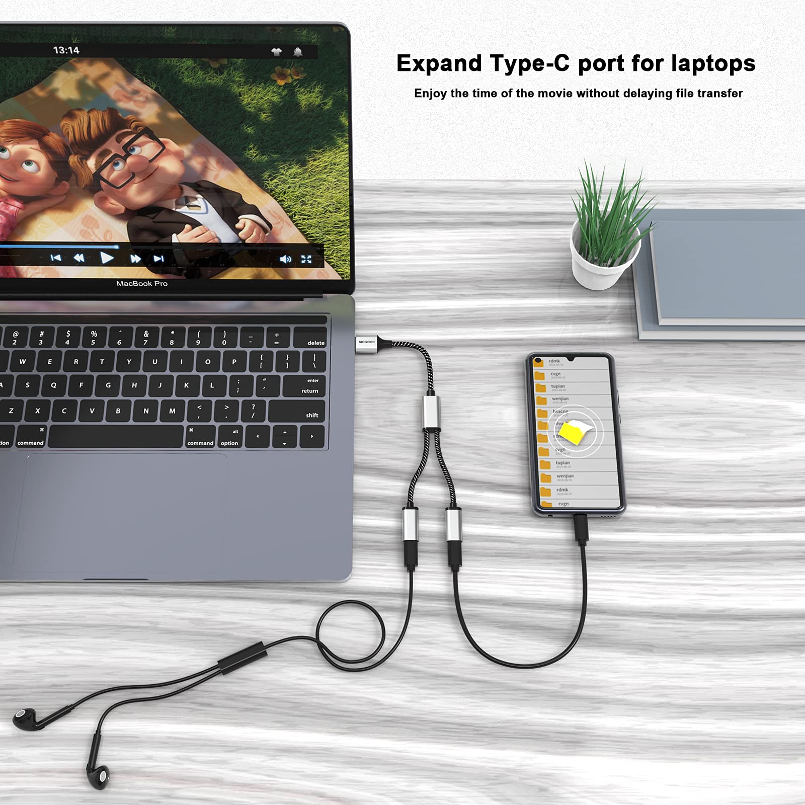 MOGOOD USB 2.0 Splitter Y Cable, Male-to-Female, 480 Mbps