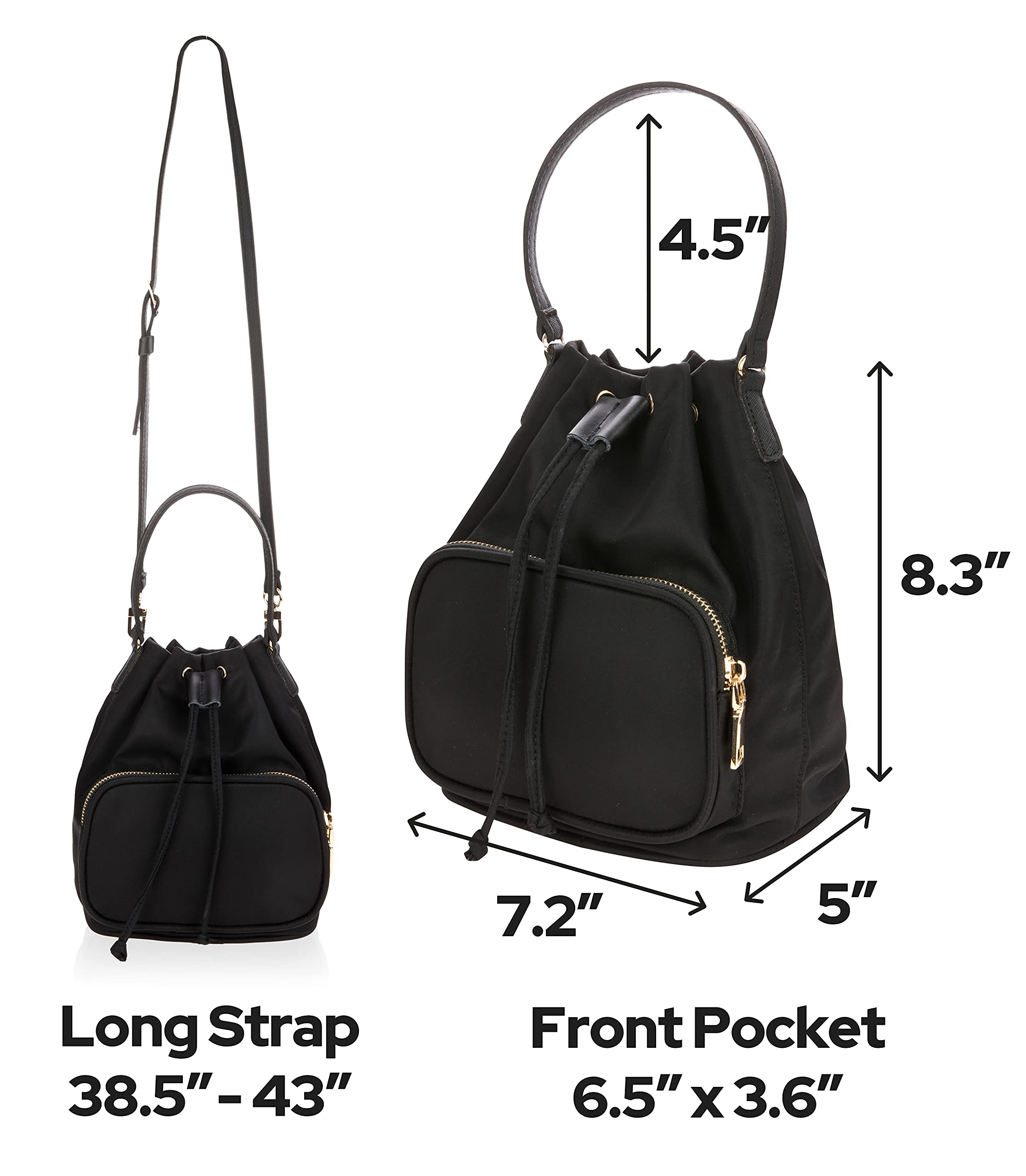 1071 Nylon Roomy Crossbody Bucket Bags Water Proof Purses Wristlet Handbags