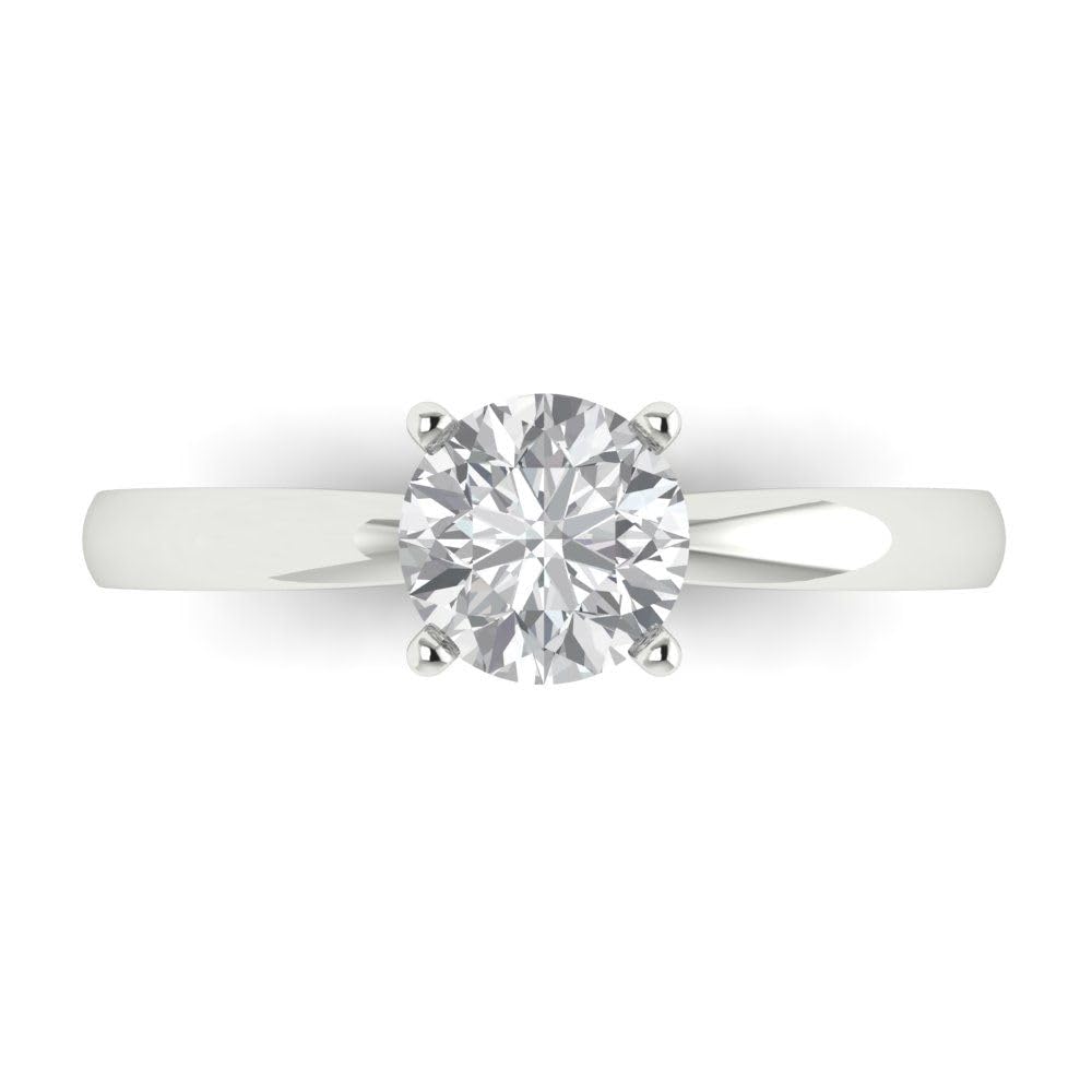 1 Ct Brilliant Round Cut Clear Simulated Diamond 14K White Gold Solitaire Engagement Promise Bridal Ring Size 10.25