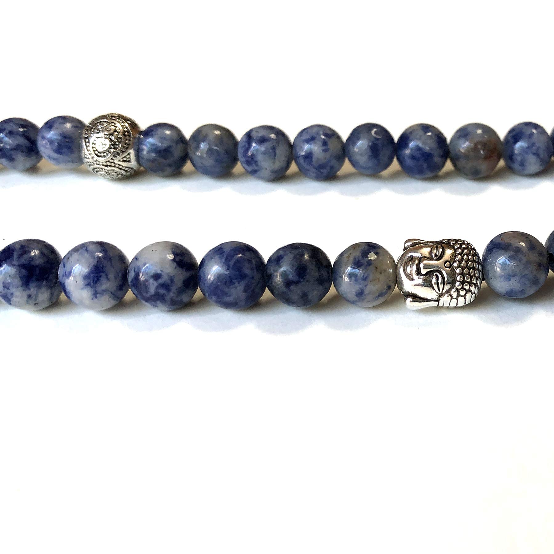 108 Bead Sodalite Gemstone 8mm Mala Beads - Yoga Meditation Mala Bracelet Necklace - Intuition Stone