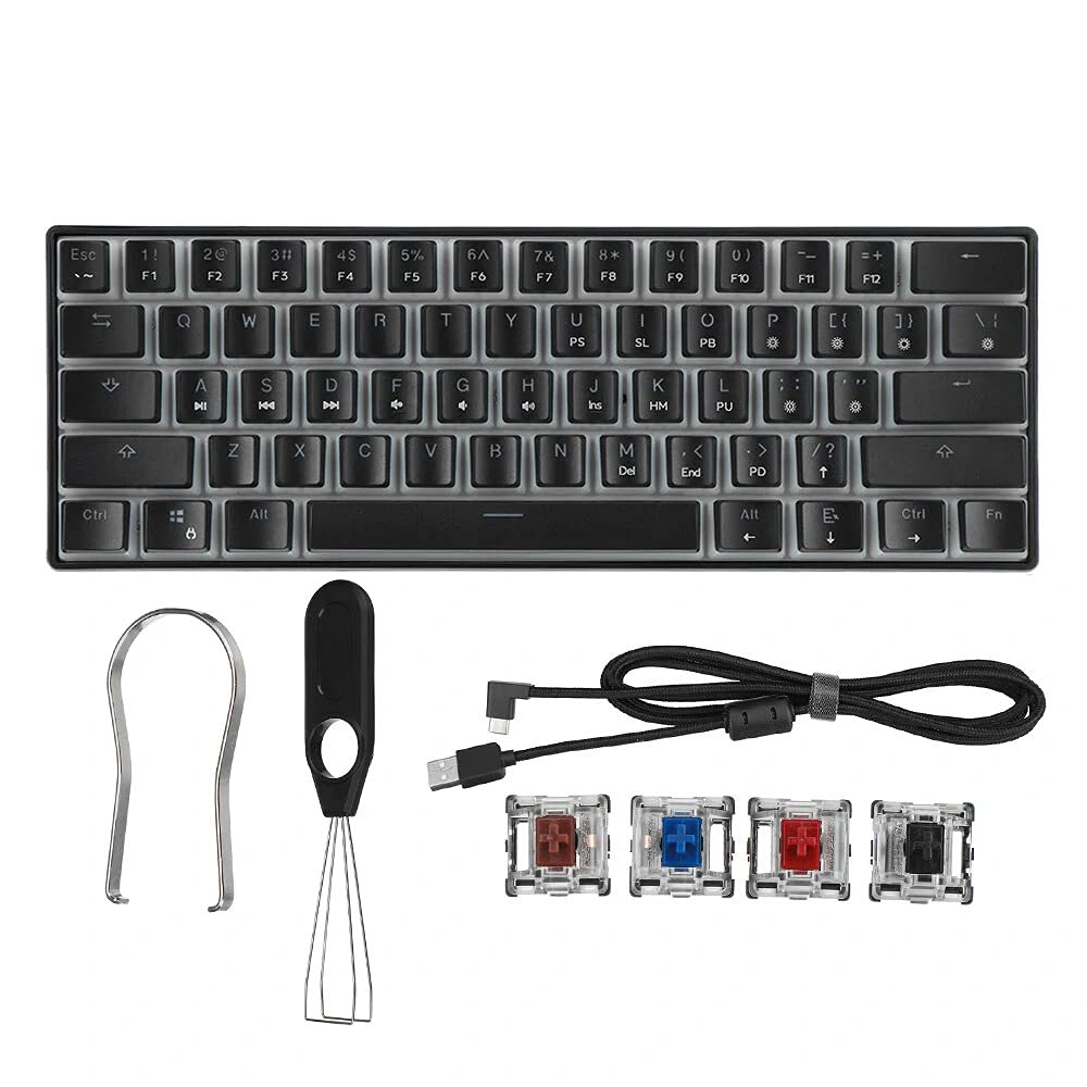 GK GAMAKAY MK61 RGB Pudding Keyboard, 61 Keys Gateron Optical Switch PBT Pudding Keycaps, Hot Swap Backlit Ultra-Compact Wired Gaming Keyboard for Windows Mac PC Gamers (Yellow Switch V2, Black)