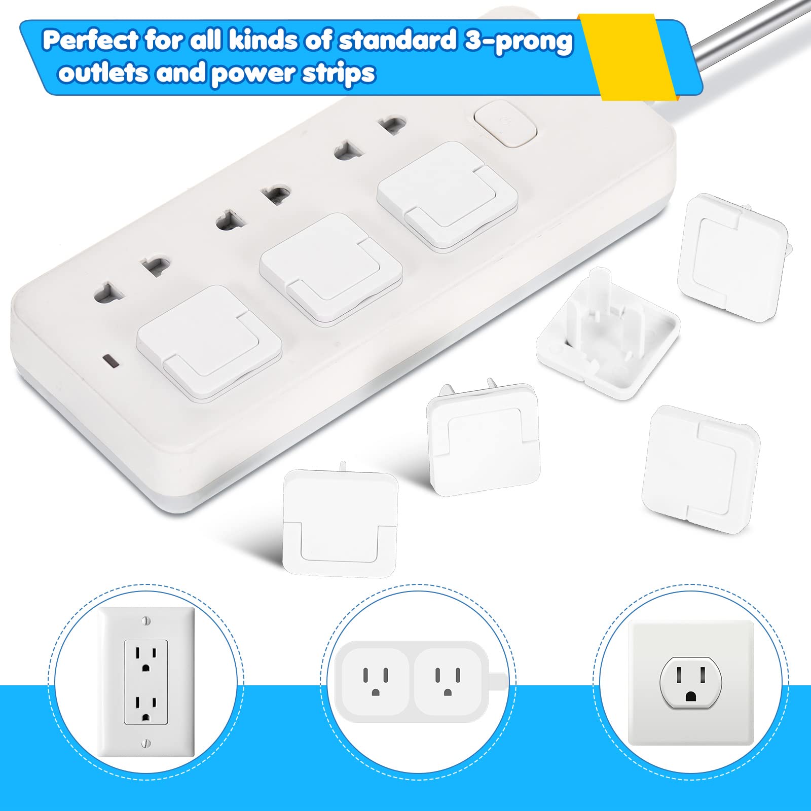 100 Pack Outlet Covers Baby Proofing Plug Covers 3 Prong Child Proof Electrical Outlet Covers Plastic Safety Plug Protector with Hidden Pull Handle for Home, Office, Garage, Hotel