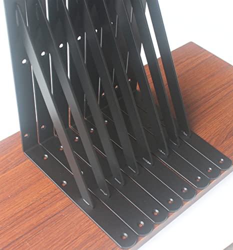 12 Pack L12" x H 8" Black Heavy Duty Shelf Brackets with Screws Metal Shelf Brackets Shelf Support Angle Brackets for Shelves L Brackets Heavy Duty Floating Shelf Brackets