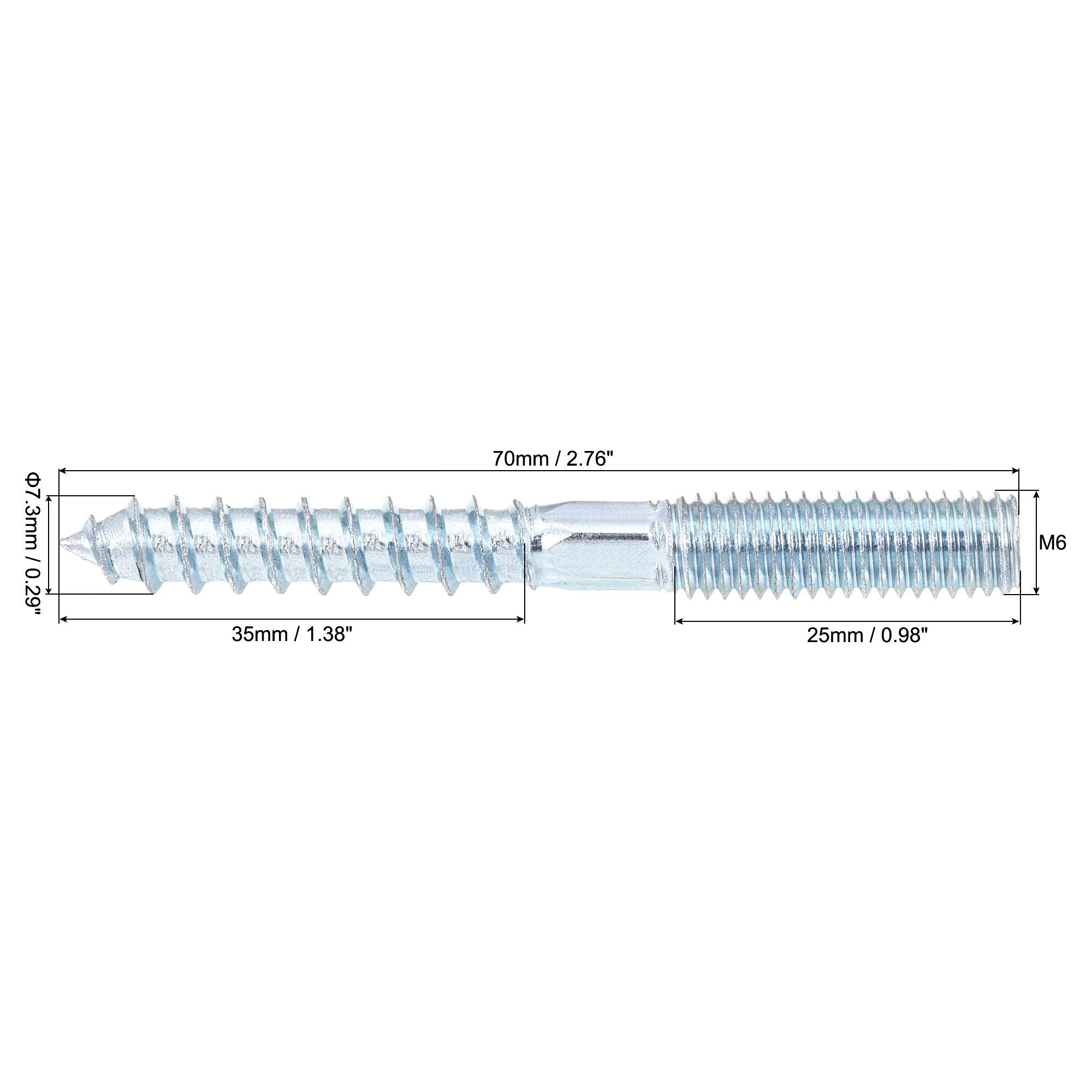 uxcell M8x25mm Hanger Bolts Double Head Dowel Screw for Wood Furniture 10pcs