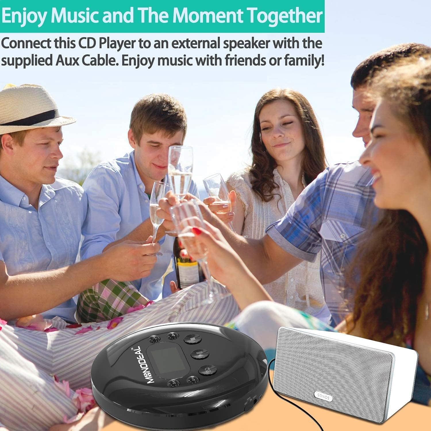 γπππ4 ππ©π π«ππππγ CD Player Portable, MONODEAL Portable CD Player with Headphones,Small Personal CD Player with LCD Display,Anti-Skip/Shockproof, Rechargeable Walkman CD Player for Car