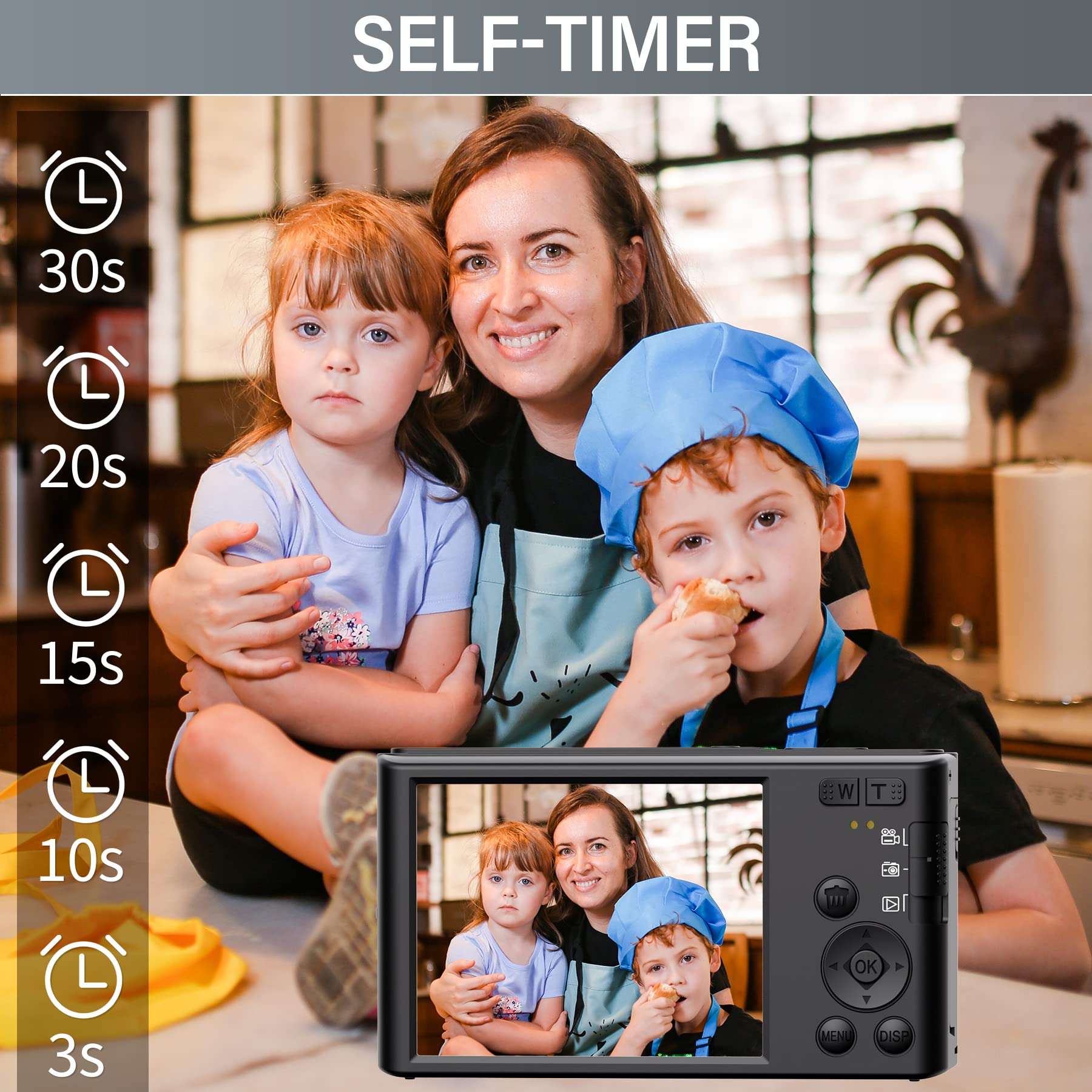 1080P Digital Camera for Photography, 1080P Camera with 16X Video Camera Vlogging Camera for YouTube Compact Point and Shoot Digital Cameras with 32GB SD Card