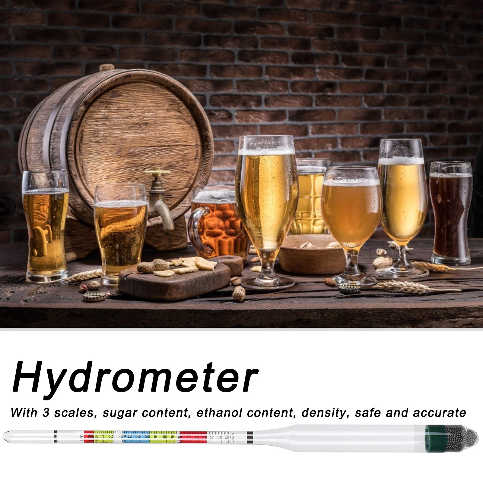 BORDSTRACT Hydrometer Alcohol 0-200 Proof Hydrometer Alcohol, Triple Scale Hydrometer for Home Brew Beer, Wine, Mead and Kombucha