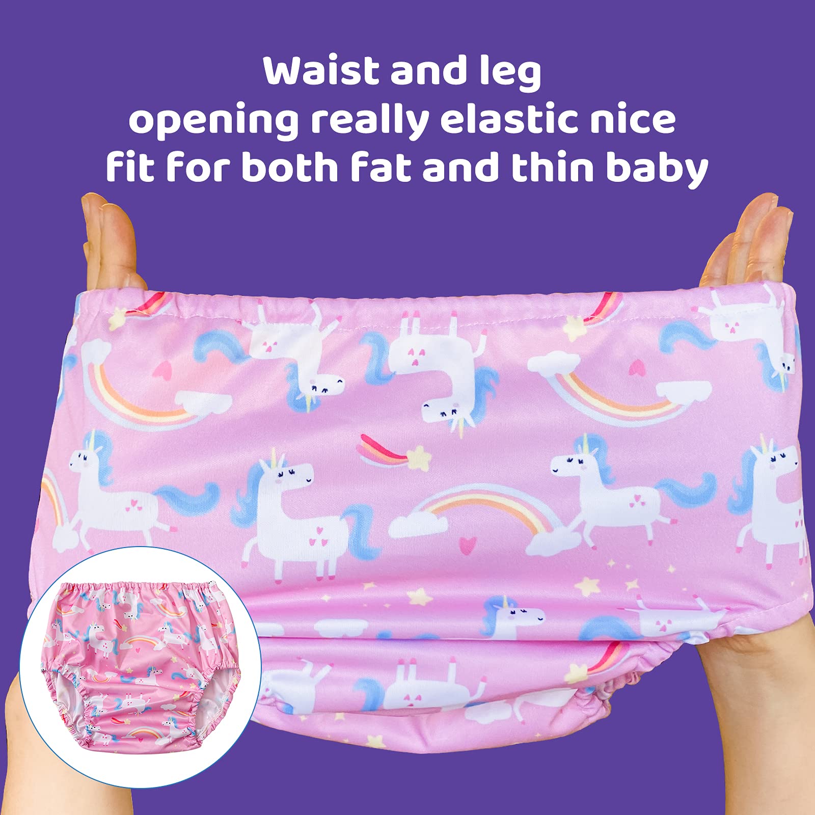 BISENKID Waterproof Plastic Swim Diaper Cover for Plastic Pants Good Elastic Rubber Pants for Toddlers Plastic Underwear Covers for Potty Training Pants Girl 2t