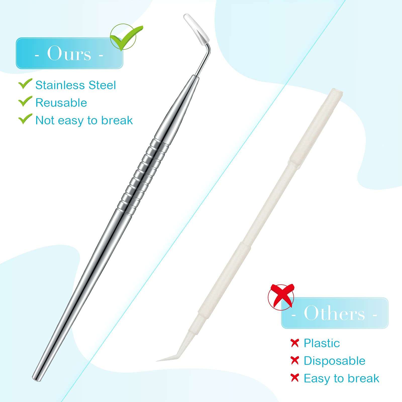 2 Pieces Eyelash Lift Tool Lash Separator Tool Stainless Steel Lash Lifting Perm Tool Lash Eyelash Perm Applicator Eyelash Extensions Supplies for Eyelash Lifting and Separating (Silver)