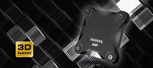 ADATA SD600Q 480GB Ultra-Speed Portable Durable External SSD - Up to 440MB/s - 3D NAND USB3.2 Black (ASD600Q-480GU31-CBK)