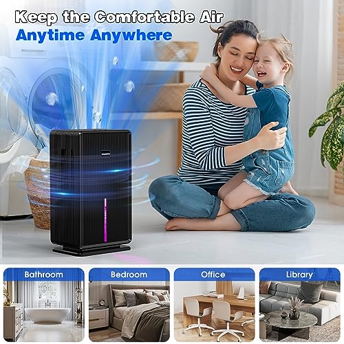 101oz Dehumidifiers for Home, Tiluza 750 sq ft Small Dehumidifier with 7 LED Colors and 2 Working Modes, Auto-off Dehumidifiers for Bedroom Bathroom Basements Closet RV