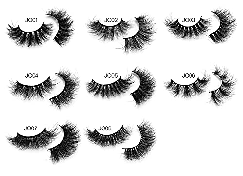 HBZGTLAD 7Pairs 3d Mink Dramatic Volume Lashes Bulk Faux Thick Long Wispy Natural Mink Lashes Pack Short Wholesales Natural False lashes (JO06)