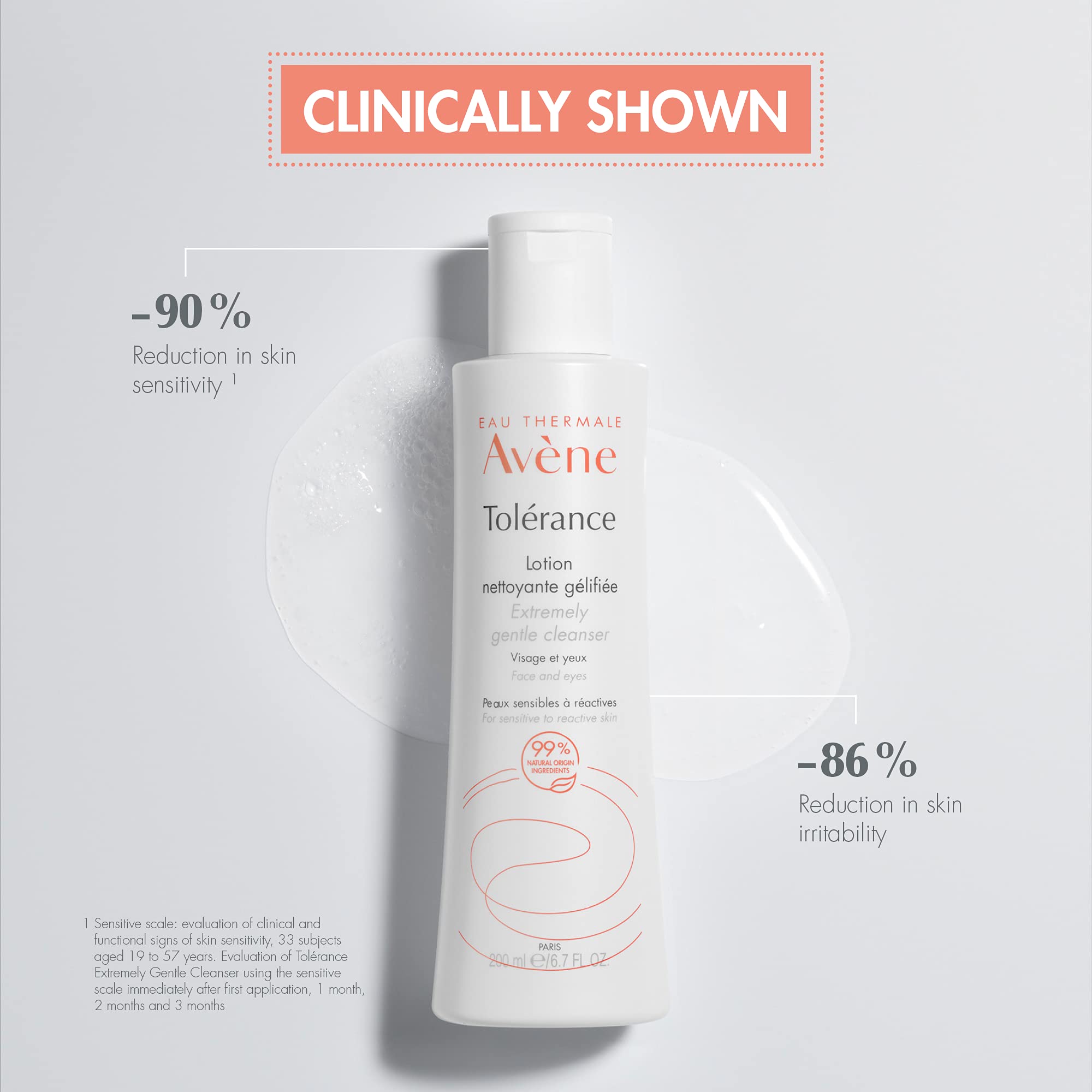 Avene Tolerance Extremely Gentle Cleanser Lotion for All Types of Hypersensitive Skin, Waterless Cleanser, 6.7 Fl Oz