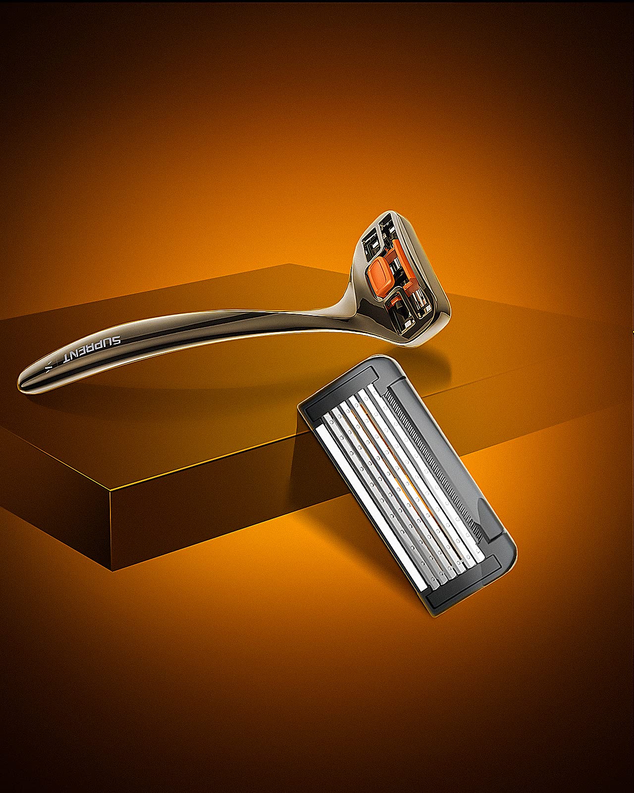 SUPRENT Razor Blades, Manual Razor Refills, 2x3 Matrix Arrangement with Patent Certification - 4 Blade Refills