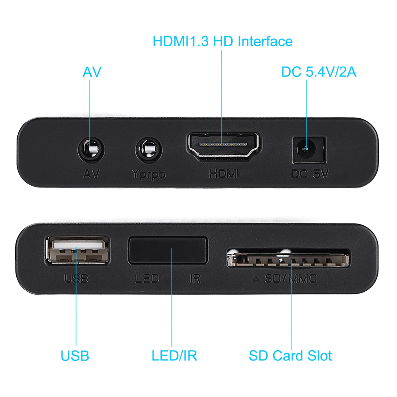 1080P Full-HD Digital Media Player, HDMI/AV/VGA Output, 7.1 Surround Sound, HDMI Media Player with Remote Control, 1080P HDMI TV Media Player for USB MMC RMVB MP3 AVI MKV(US Plug)