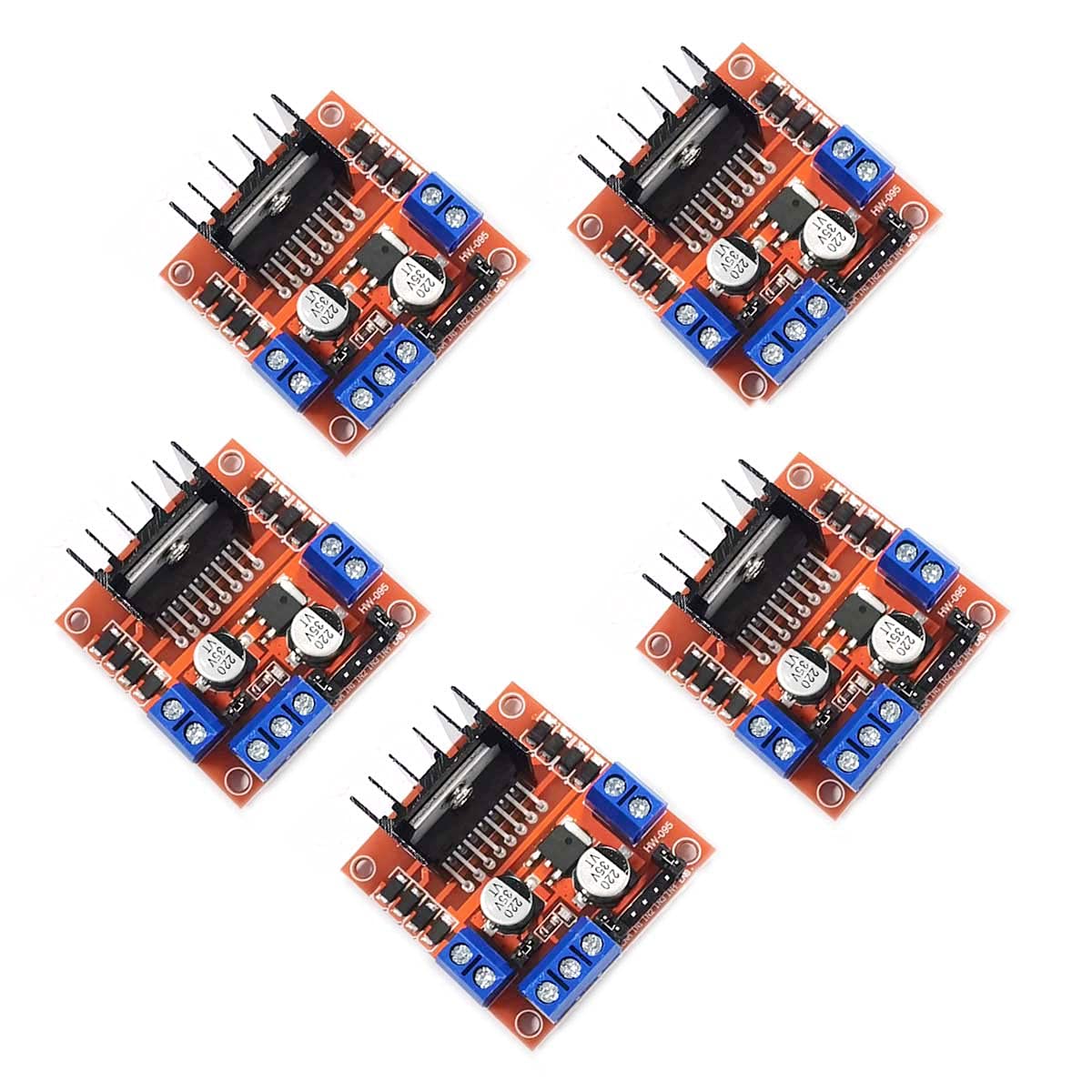Kiro&Seeu 5PCS L298N Motor Drive Controller Board Module Dual H Bridge DC Stepper Motor Compatible with Ar-duino Electric Projects Smart Car UNO MEGA R3 Mega2560 (298N-MD-5pcs)