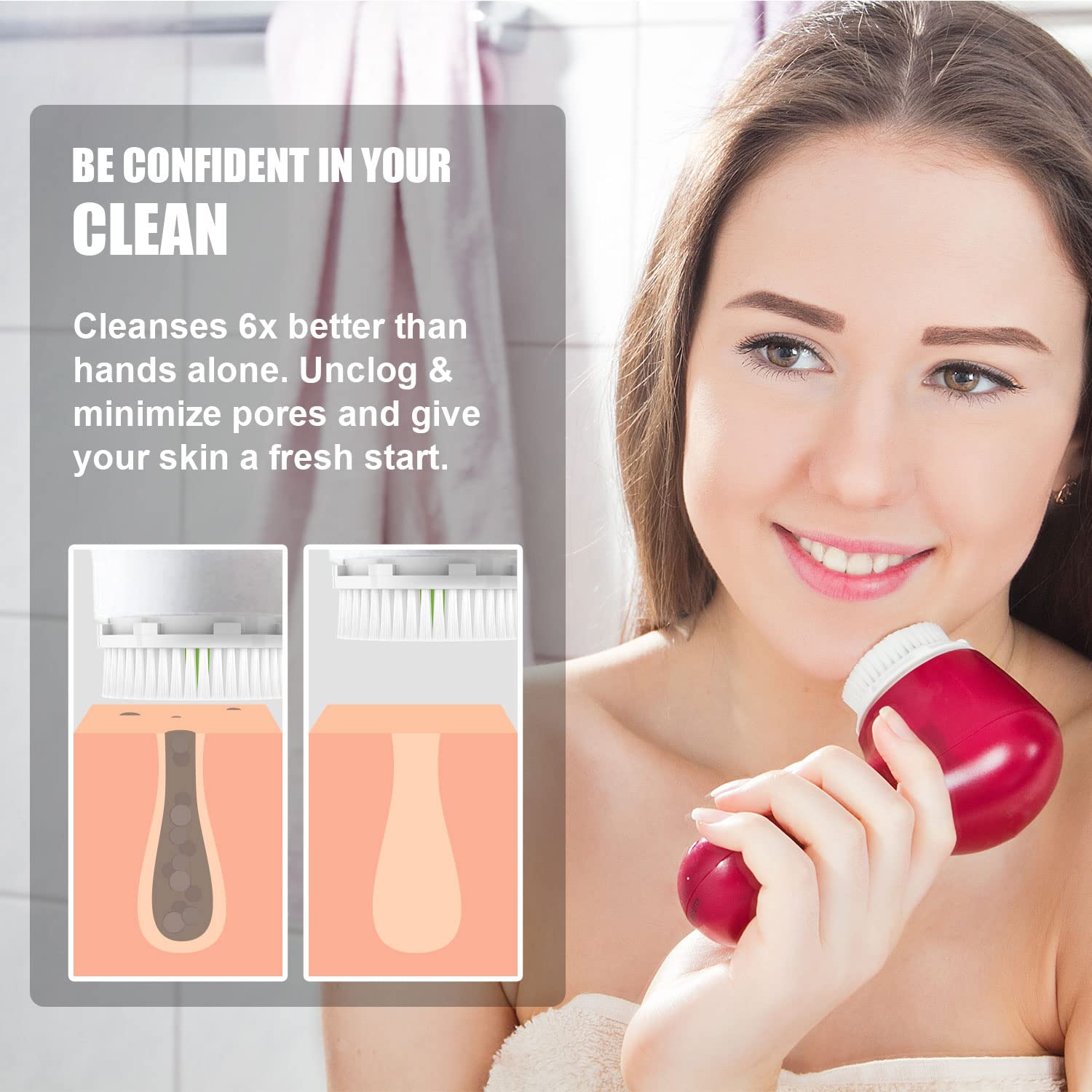 Brushmo Brush Head Replacements Compatible with Clarisonic Mia 1, Mia 2, Mia Fit, Alpha Fit, Smart Profile Uplift and Alpha Fit, Acne Cleansing Facial 4 Pack (Acne Cleansing)